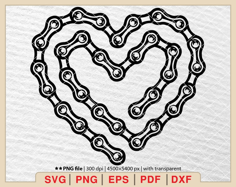 Bicycle Chain Heart SVG: Love Cycling Design (digital Files) - Etsy