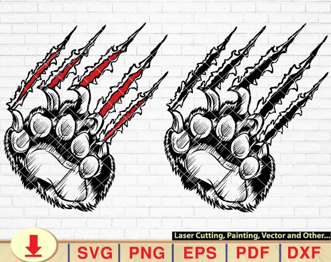 Bear Paw Scratch Svg Bear Paw Svg Scratch Claw Svg - Etsy