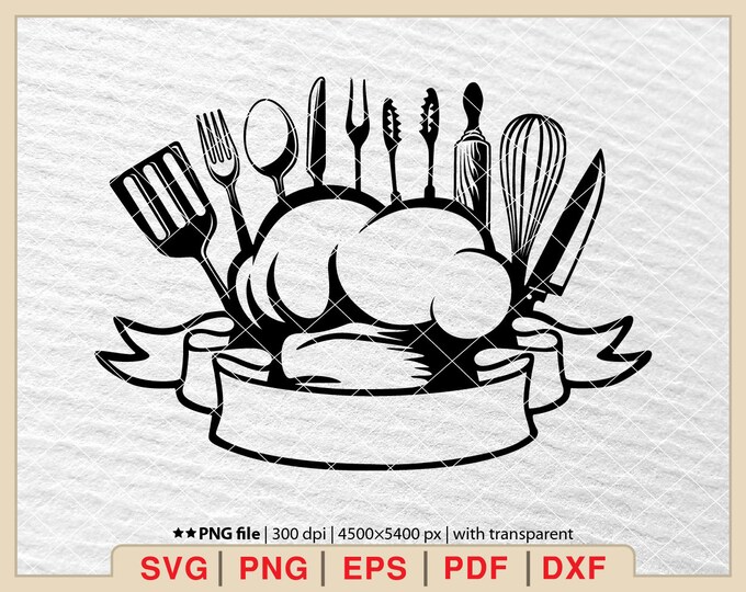Chef Logo SVG Bundle – Cook, Clipart, Vector, PNG Files for Cricut and ...