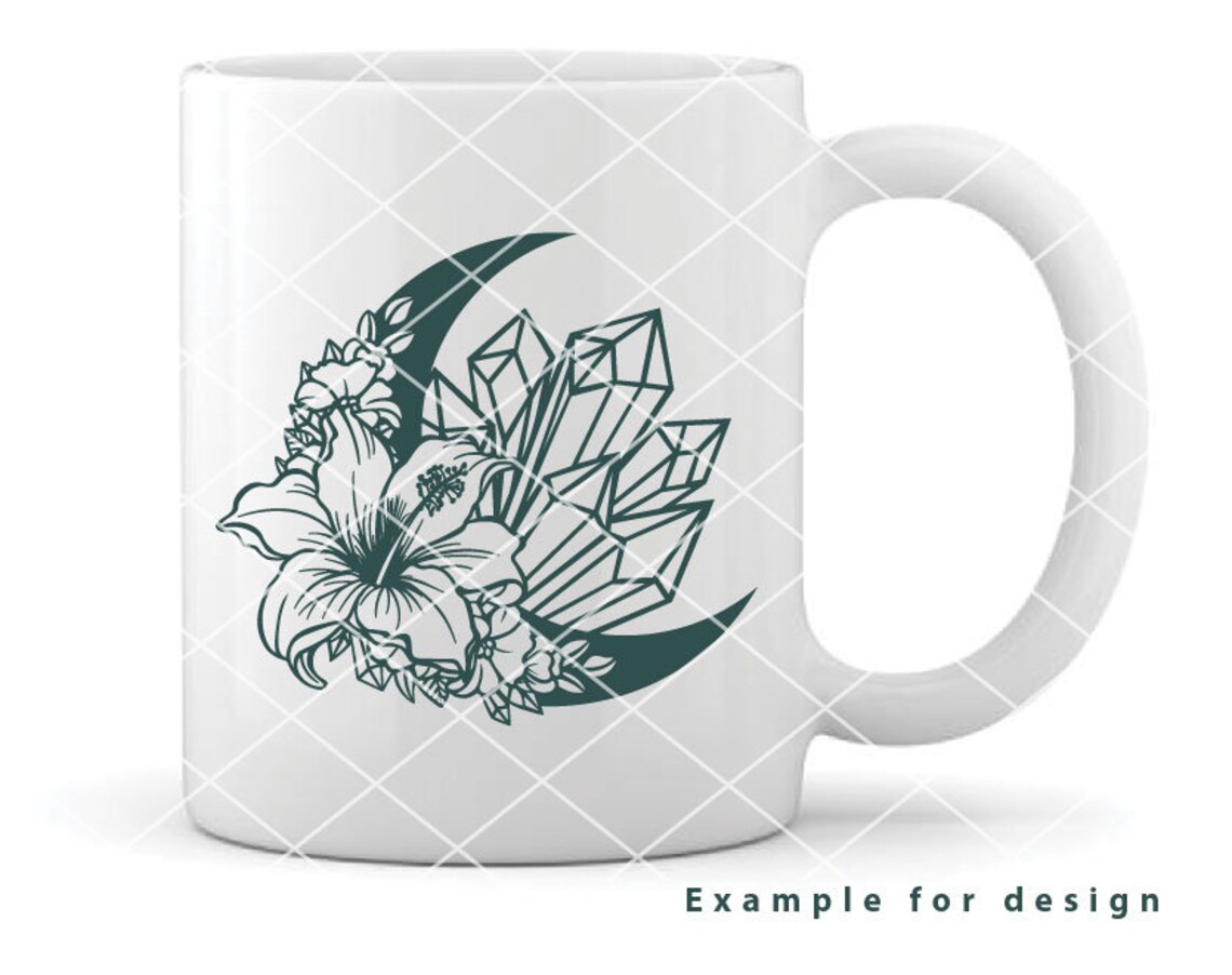 Crystal Moon Flowers Svg Magic Crystals Svg Files Crystal | Etsy