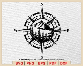 Compass SVG, Compass and Forest Svg, Nature Svg, Compass Svg, Adventure ...