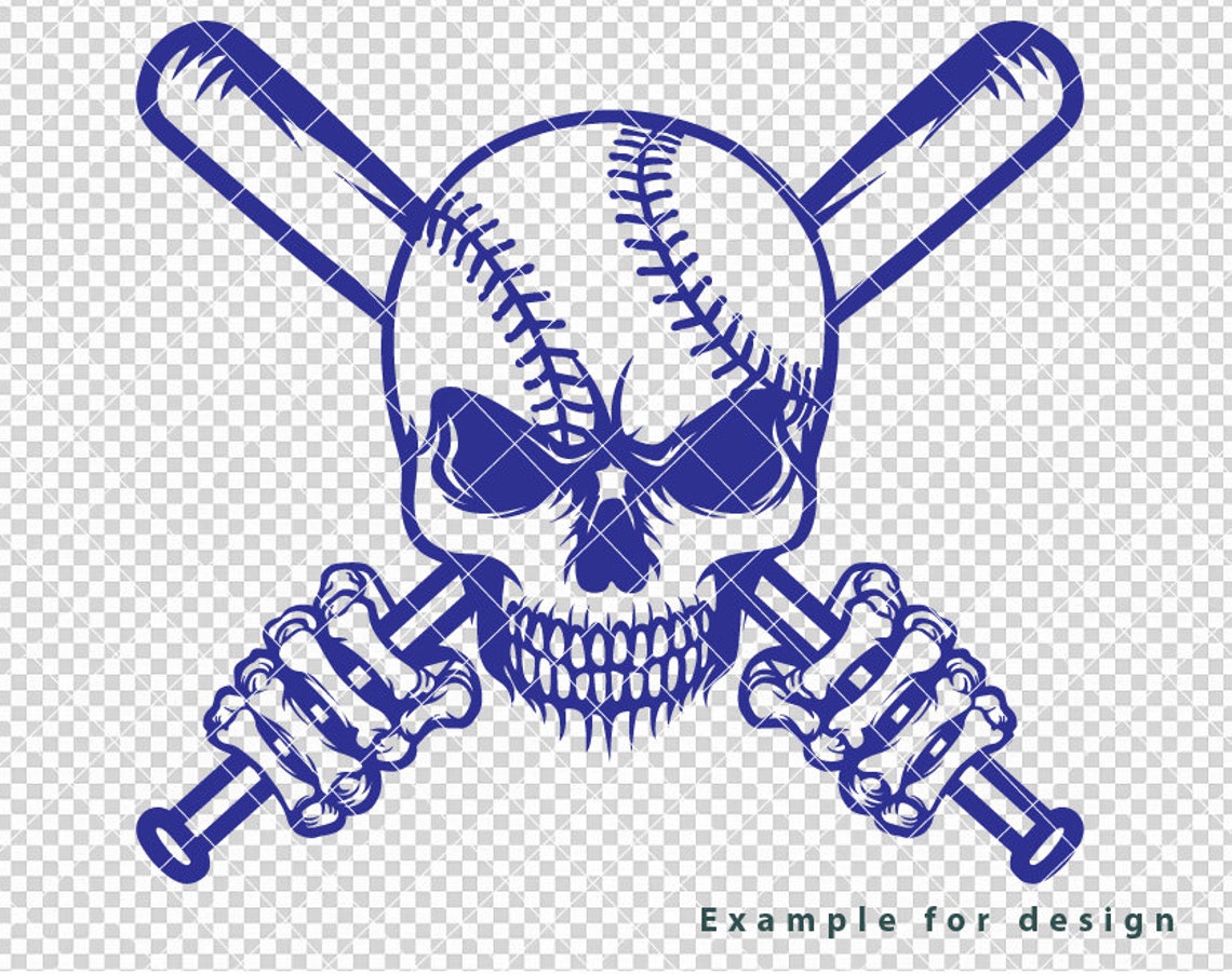 Baseball Skull With Crossed Bats Svg Skull Baseball Svg - Etsy