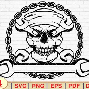 Skull Mechanic Svg Repair Tools Svg Wrench Svg Mechanic - Etsy