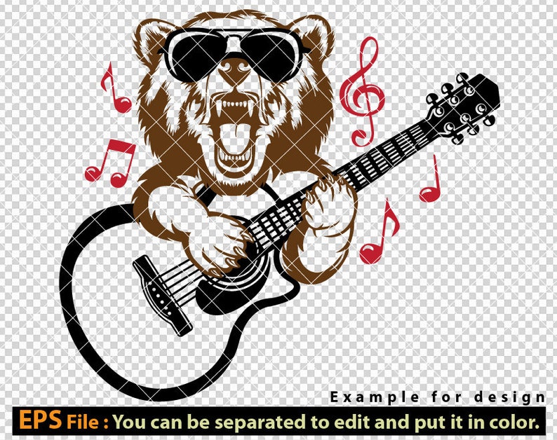 Bear Playing Guitar Svg Music Notes Svg Musical Svg Guitar - Etsy