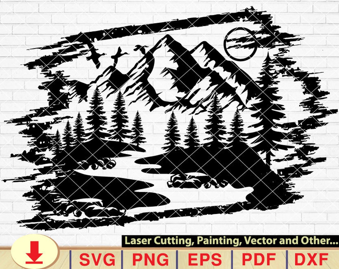River Scene Svg River Svg Nature Scene Svg Lake Scene Svg - Etsy