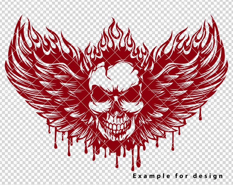 Winged Burning Skull SVG: Skull Head Vector Graphics (digital Download ...