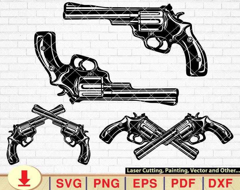 Crossed Handguns Svg Revolver Svg Gun Svg Pistol Gun Svg - Etsy Hong Kong