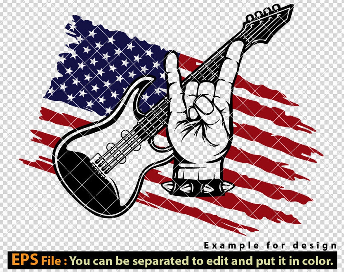 Rock Music and USA Flag Svg Music Note Svg Rock and Roll - Etsy
