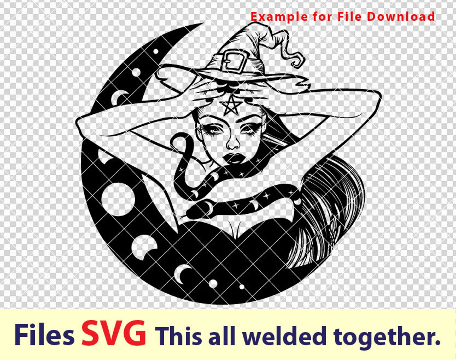 Witch With Mystical Moon Svg Witch Svg Warrior Girl Svg - Etsy