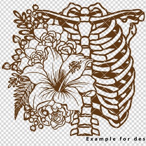 Rib Cage Floral Svg,ribcage Flowers Svg,skeleton Flower Svg,ribs Svg ...