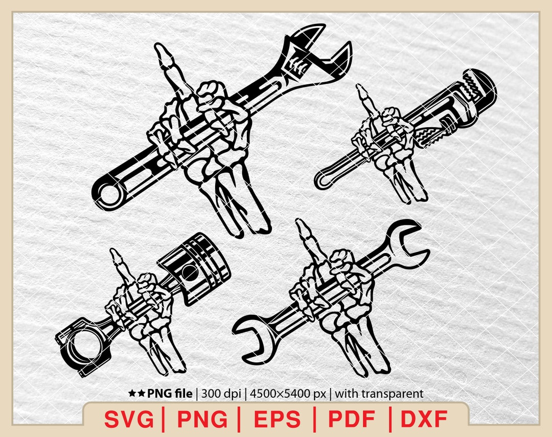 Mechanic Skeleton Hand With Wrench SVG, Mechanic Tool Svg, Wrench Svg ...