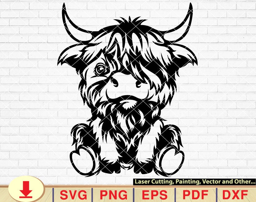 Cute Highland Cow SVG Cute Highland Cow Sitting Svg Highland - Etsy