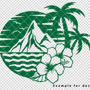 Sunset Beach Scene SVG: Palm Tree, Tropical Design (digital Files) - Etsy