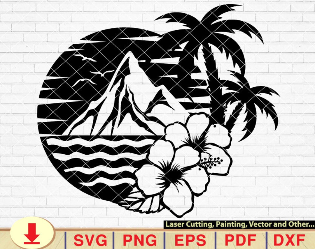 Sunset Beach Svg Tropical Svg Vacation Svg Summer Svg - Etsy