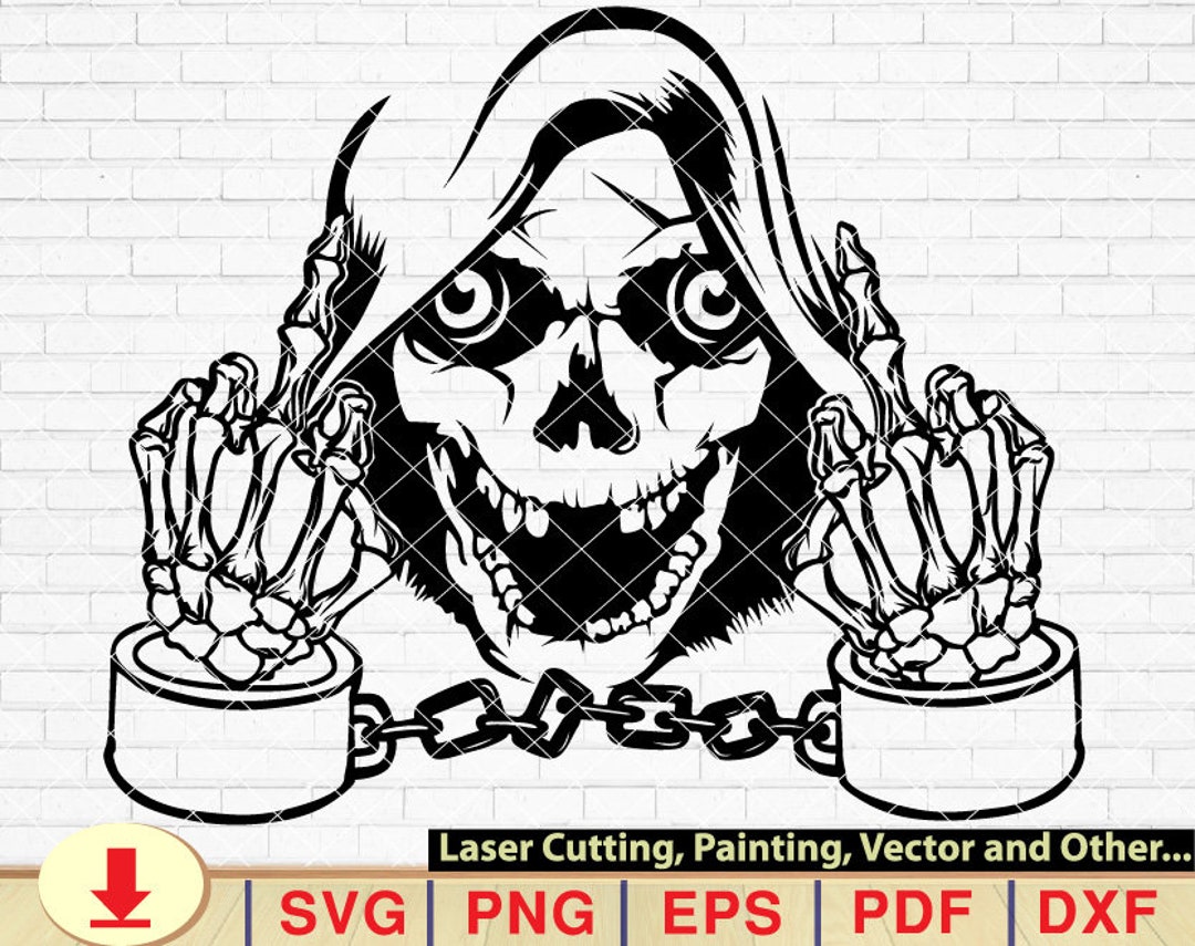 Skull With Shackle Svgmiddle Finger Svgskull Svghead Skull - Etsy
