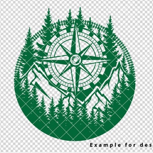 Compass and Mountains SVG Compass and Forest Svg Nature Svg - Etsy