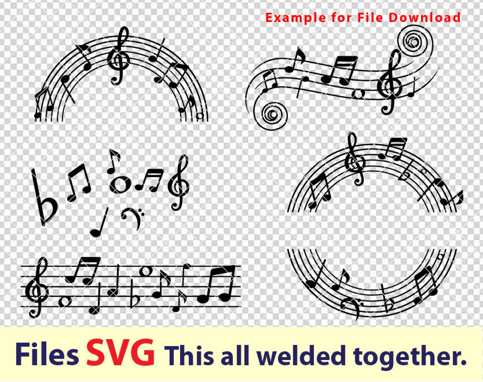 Music Notes Svg Music Svgmusic Clipart Notestreble Clef - Etsy
