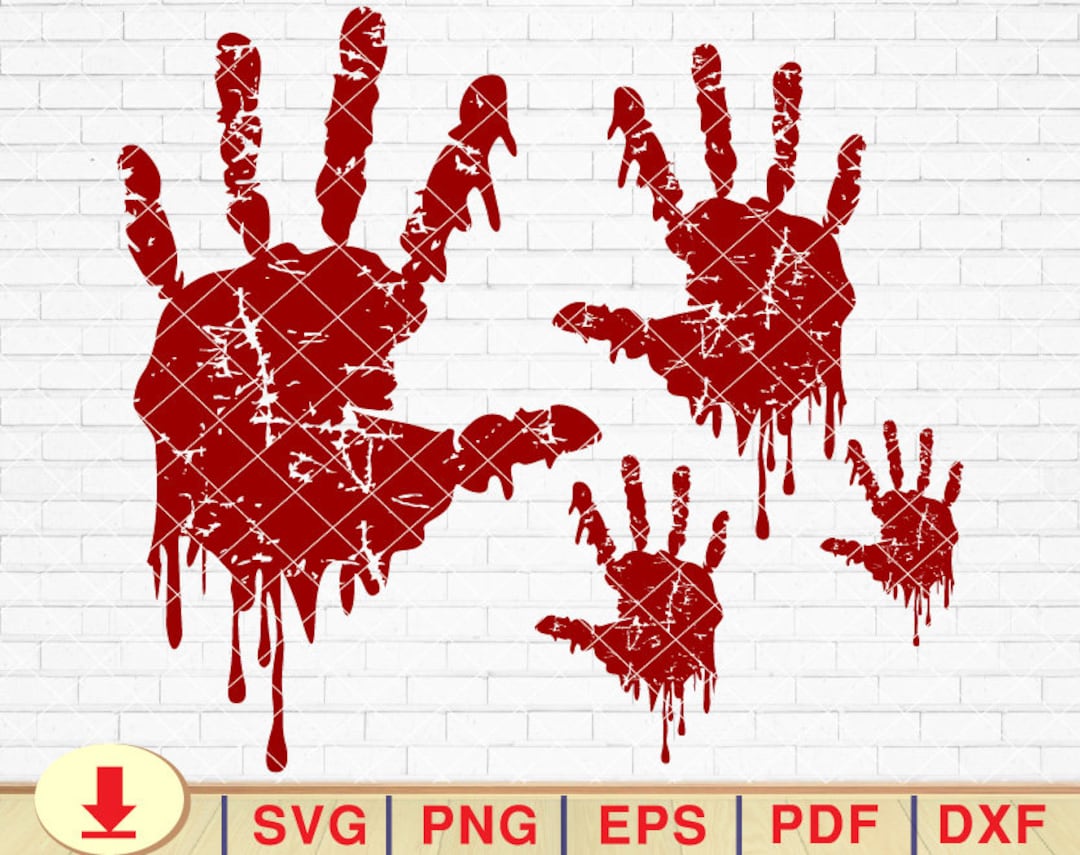 Bloody Hand Svg, Halloween Svg, Bloody Handprint Svg, Dripping Blood ...