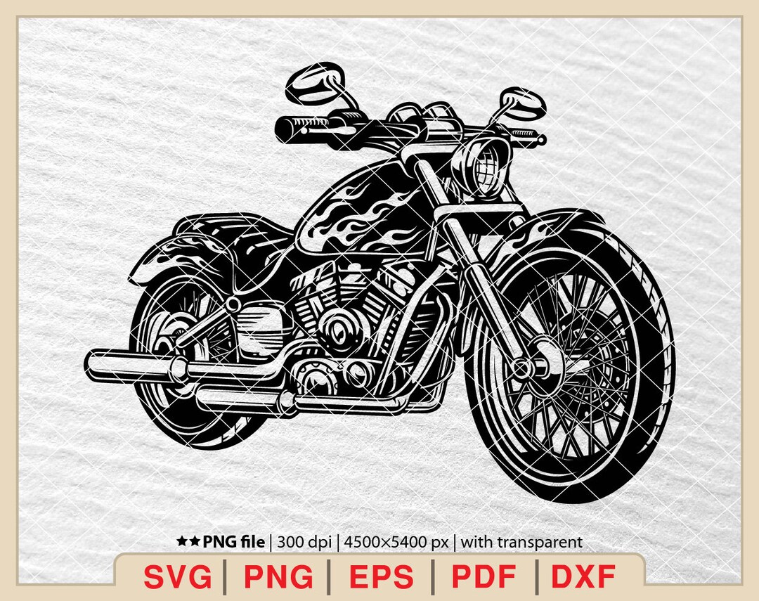 Flaming Motorcycle SVG: Chopper, Cruiser, Biker (digital Files) - Etsy
