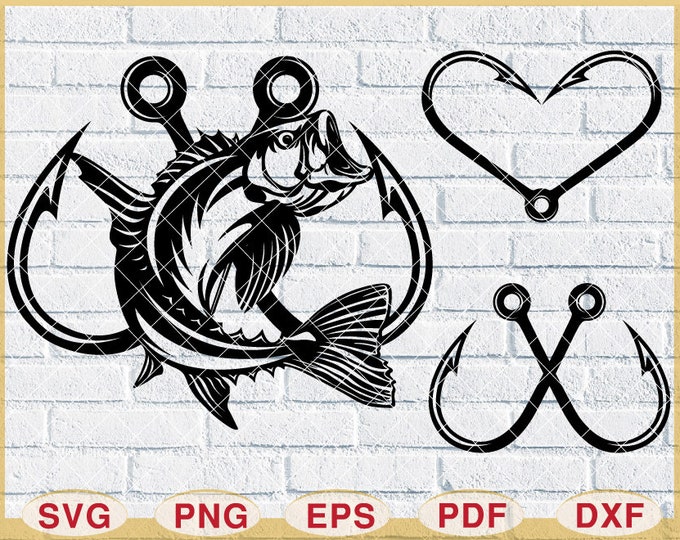 Bass Fish Svg Fish Hook Svg Fish Svg Sailfish Svg Fish - Etsy