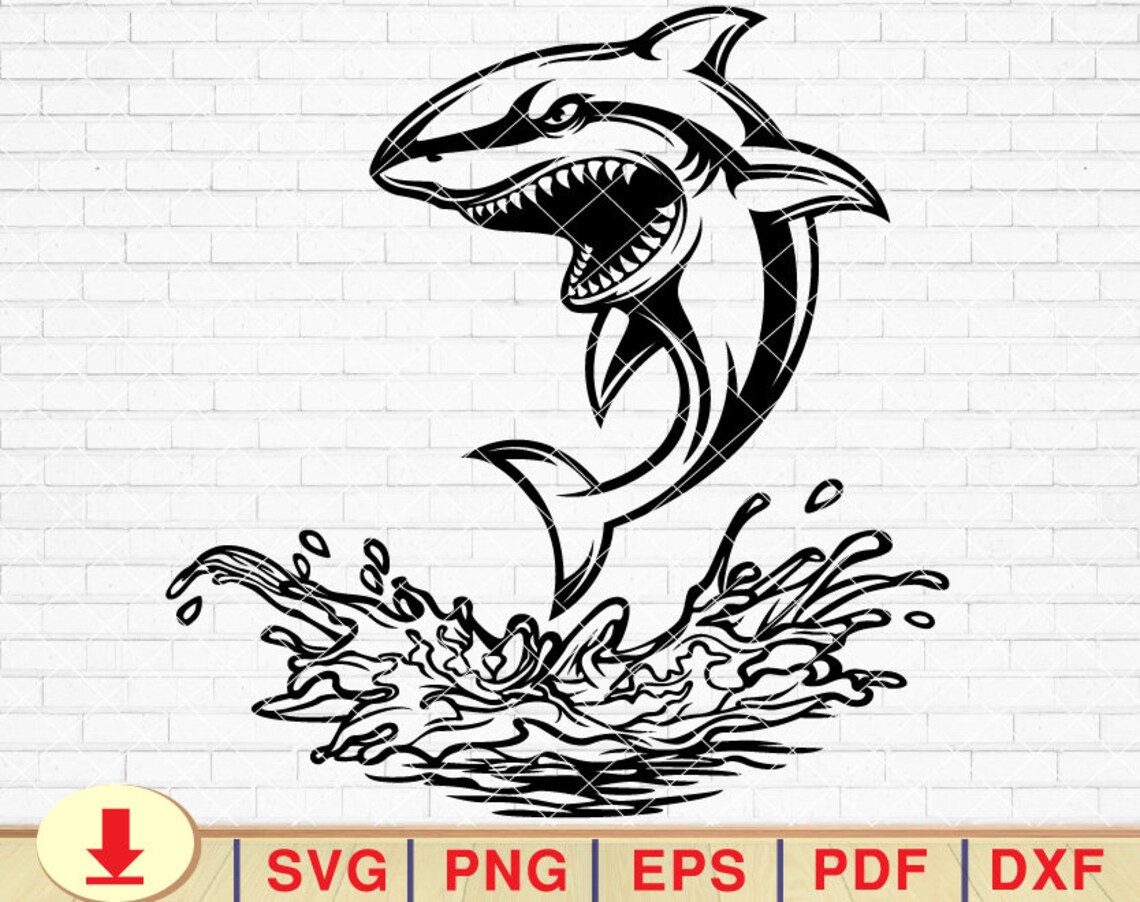 Shark in the Ocean Svg Shark Svg Shark Silhouette Shark - Etsy