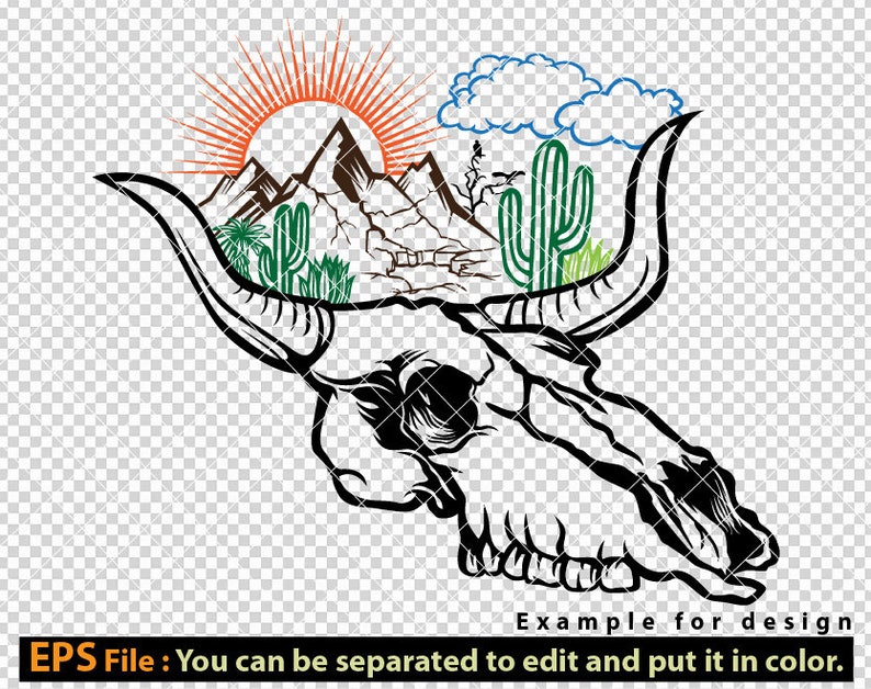 Cow Skull Desert Svg Cow Skull Svg Cactus Svg Cow Skull - Etsy