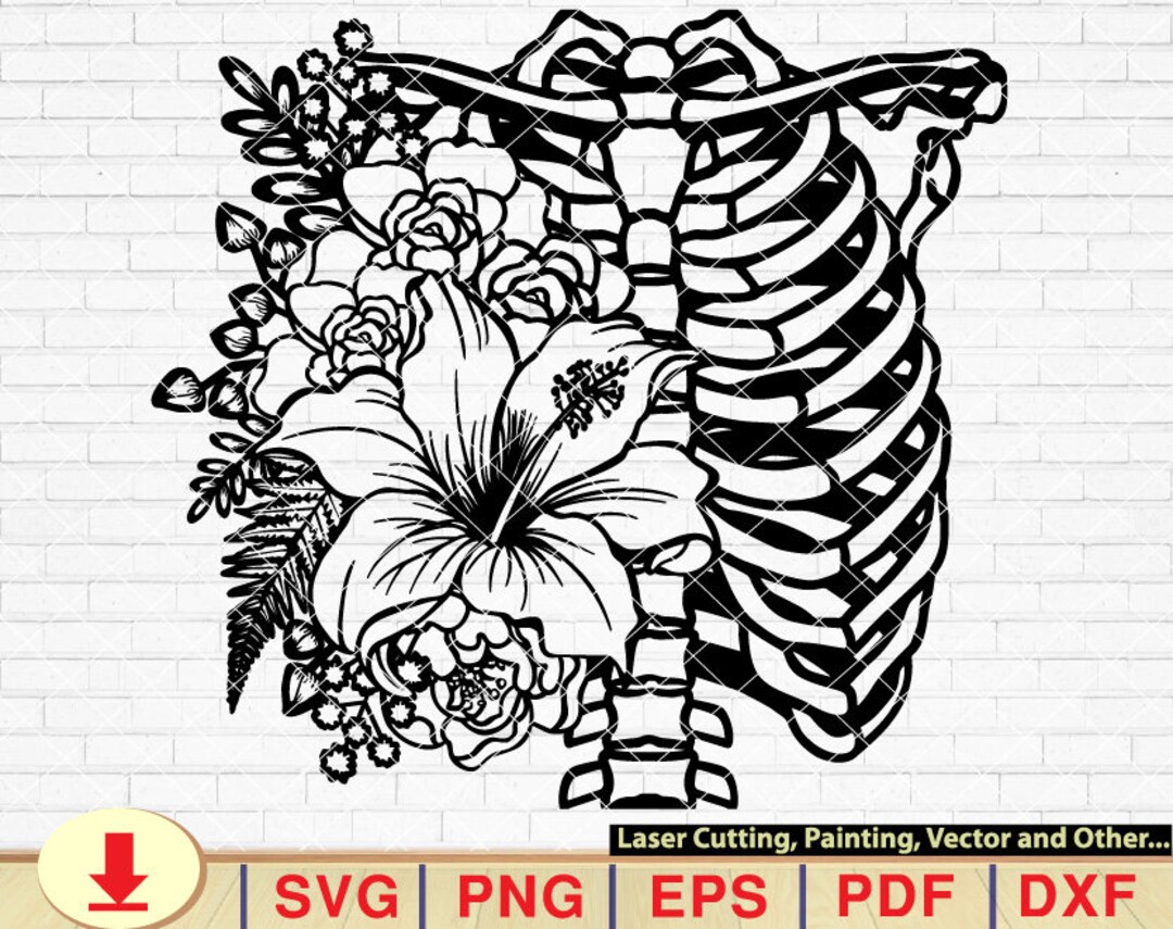 Rib Cage Floral Svgribcage Flowers Svgskeleton Flower - Etsy