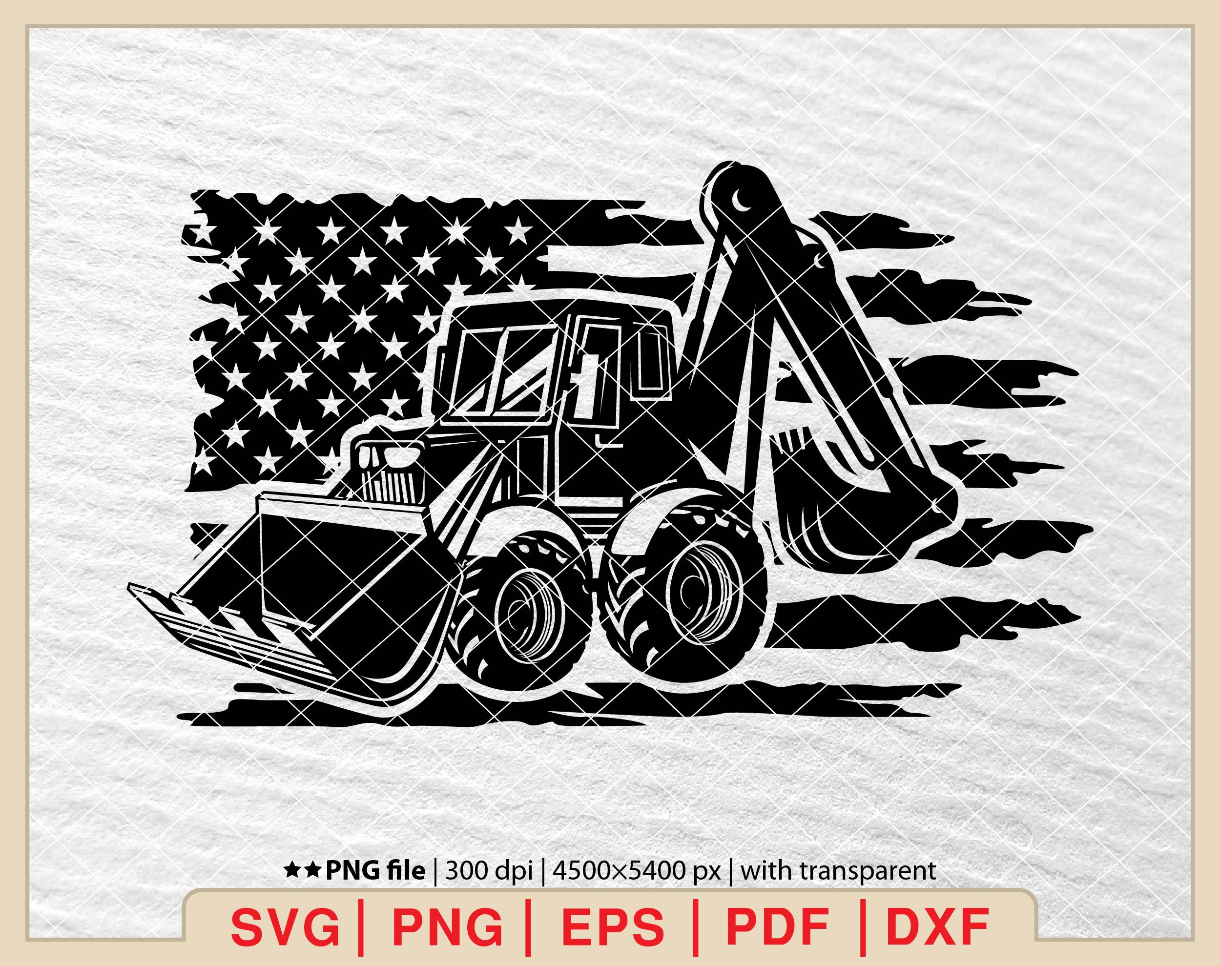 Backhoe Loader SVG: US Flag Construction Logo (digital Files) - Etsy