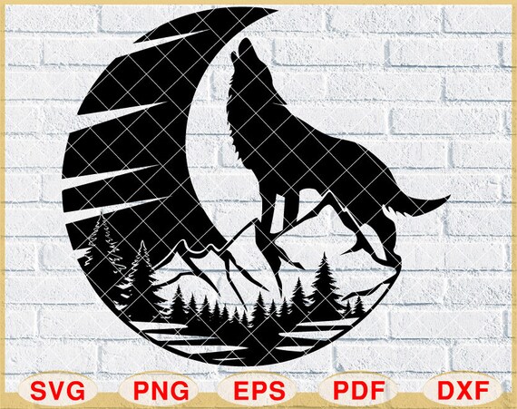 Howling Wolf Svg Wolf Scene Svg Mountain Wolf Svg Moon Wolf - Etsy