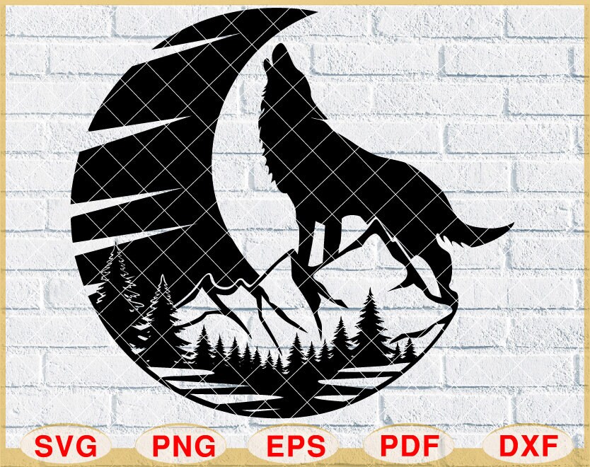 Howling Wolf Svg Wolf Scene Svg Mountain Wolf Svg Moon Wolf - Etsy ...