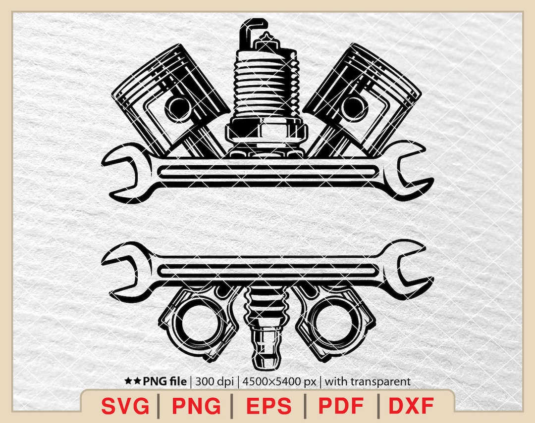 Mechanic Tools SVG: Wrench, Piston, Spark Plug (digital Files) - Etsy
