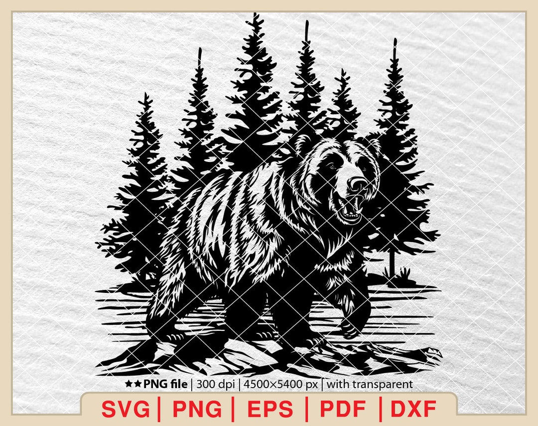 Walking Grizzly Bear SVG, Bear Forest Scene, Wildlife Svg, Outdoor Svg ...