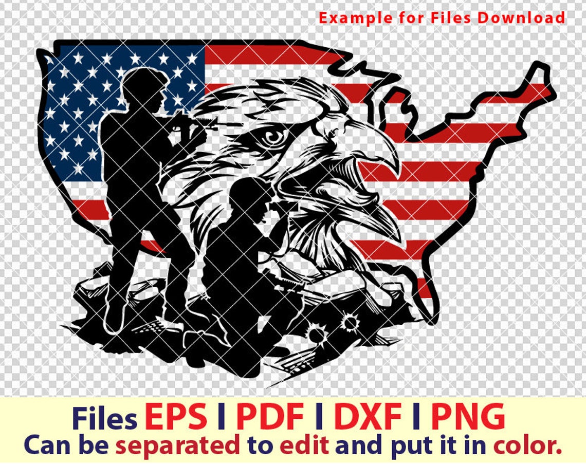 US Patriotic Eagle Soldier Svg Military Eagle Svg American - Etsy