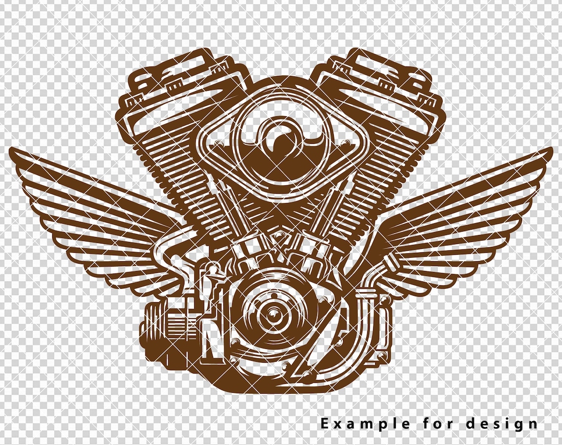 Winged Motorcycle Engine SVG: Biker Design (digital Files) - Etsy
