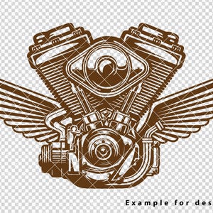 Winged Motorcycle Engine SVG: Biker Design (digital Files) - Etsy