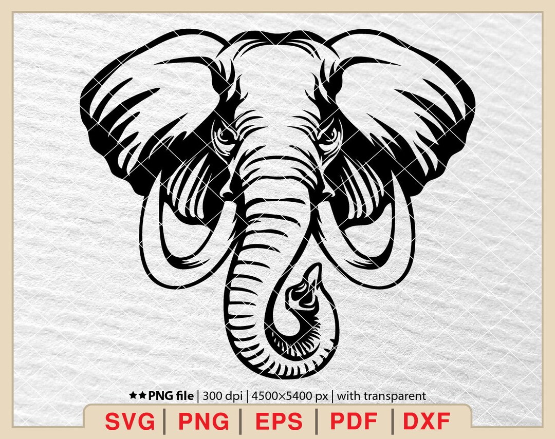 Elephant Head SVG: African Animal Silhouette (digital Files) - Etsy