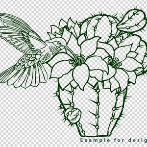 Hummingbird Cactus Flower Svg Hummingbird Flowers Svg - Etsy