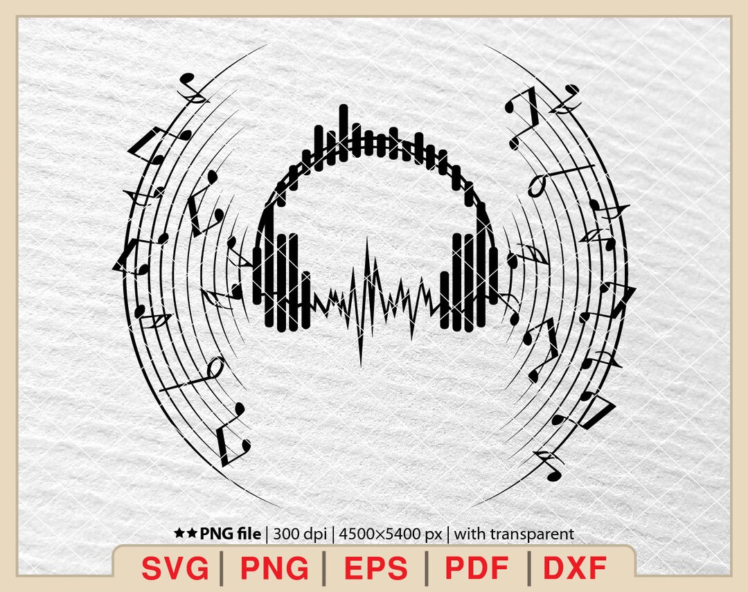 Music Notes Headphones (svg, Png, Eps, Pdf, Dxf) Digital Files - Etsy