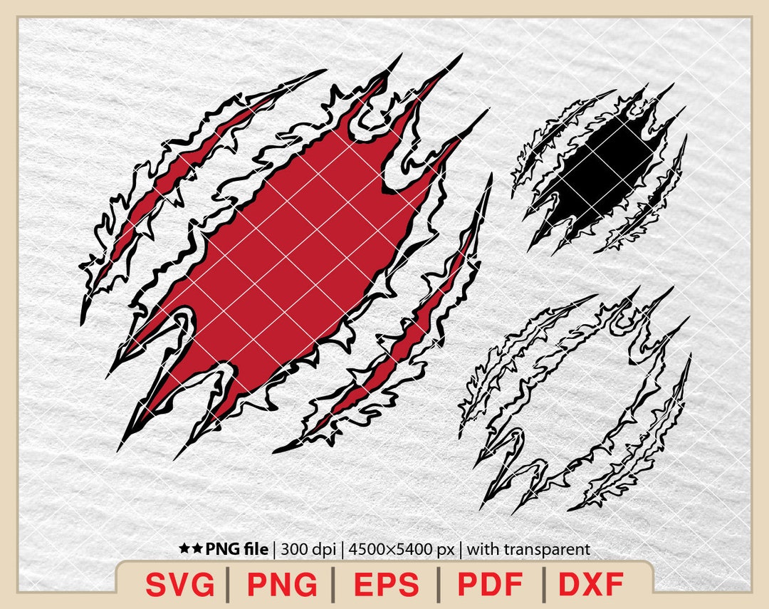 Claw Scratches SVG: Bloody Ripped Marks, Jurassic Park, Panther ...