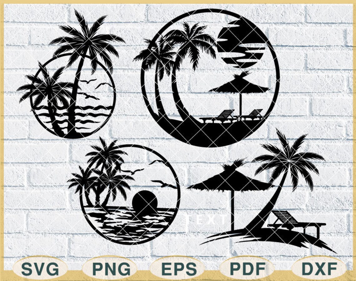 Palm Scene Svg Sunset Beach Svg Tropical Svg Vacation Svg - Etsy