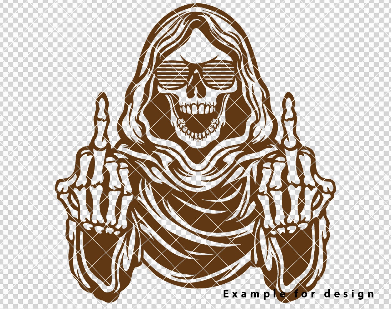 Grim Reaper Middle Finger SVG: Skull Scythe Halloween Clipart (digital ...