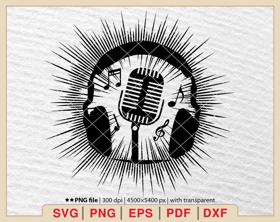 Music Note Svg, Microphone Svg, Vintage Microphone Svg, Music Svg ...