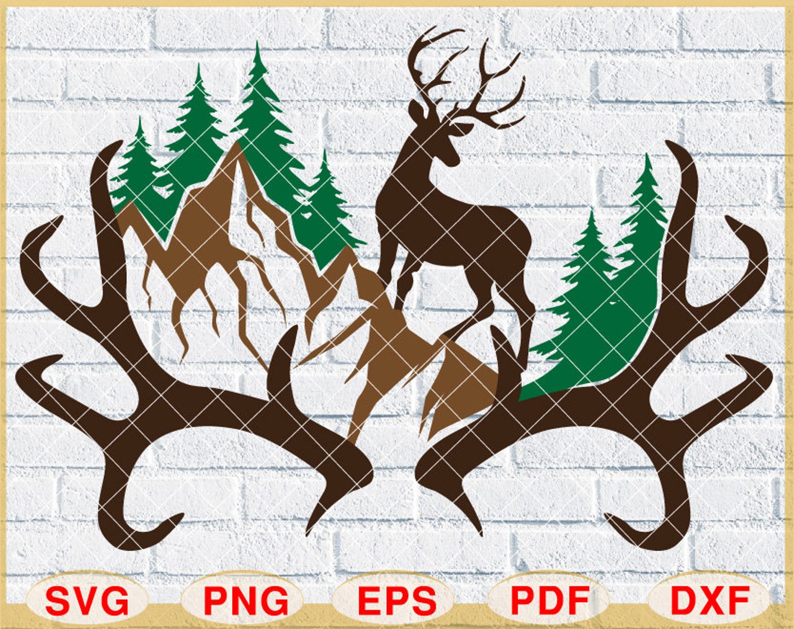 Elk Antler Scene Svg Mountain Scene Svg Bull Elk Svg Elk - Etsy