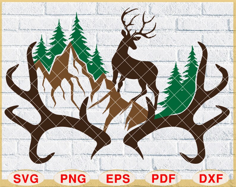Elk Antler Scene Svg Mountain Scene Svg Bull Elk Svg Elk - Etsy