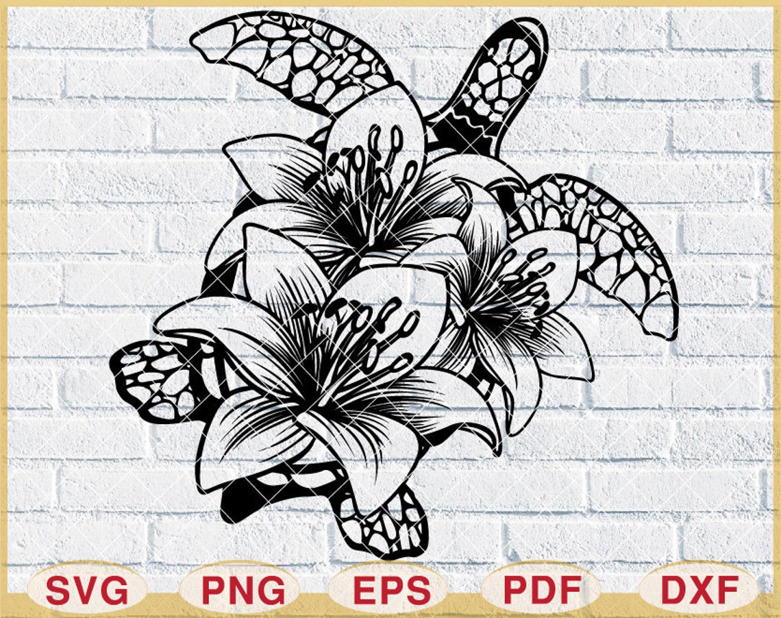 Floral Turtle Svg Sea Turtle Svg Turtle With Flower Svg - Etsy