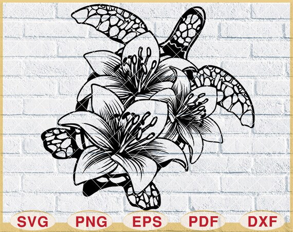Floral Turtle Svg Sea Turtle Svg Turtle With Flower Svg - Etsy