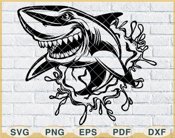 Shark in the Ocean Svg Shark Svg Shark Silhouette Shark - Etsy