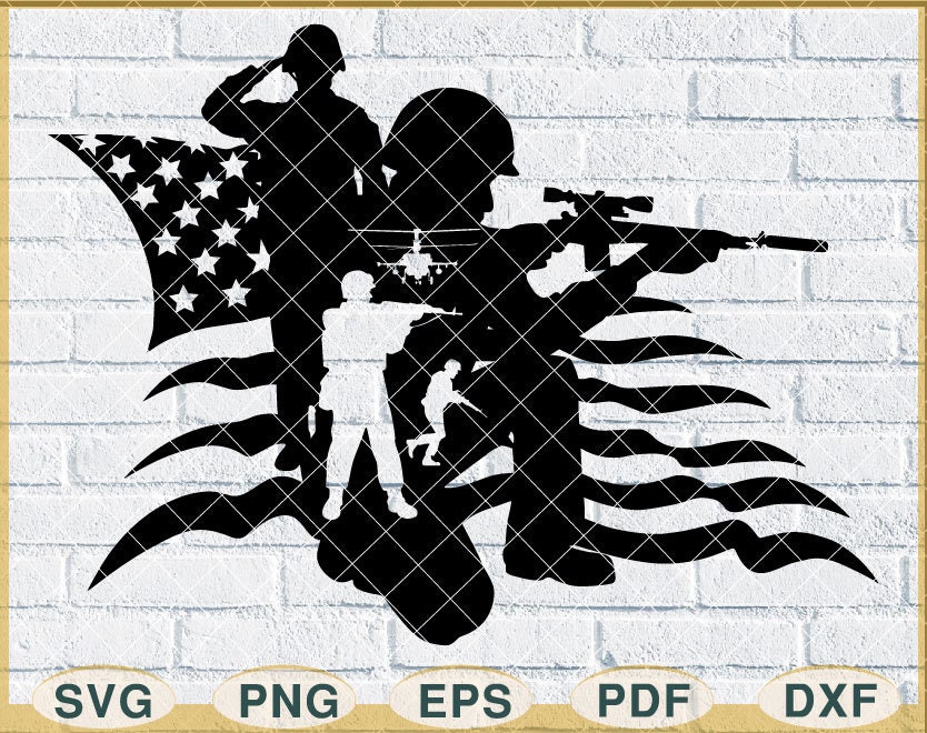 US Soldier Scene Svg Us Soldier Svg American Troops Svg | Etsy