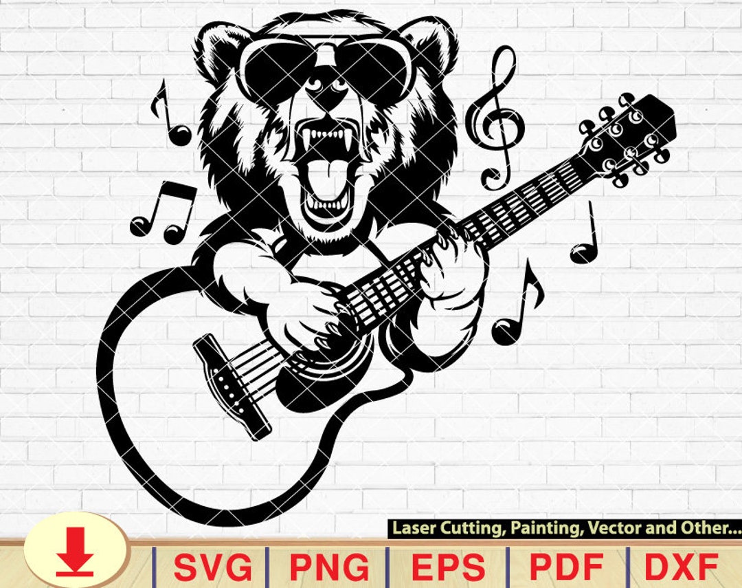 Bear Playing Guitar Svg Music Notes Svg Musical Svg Guitar - Etsy