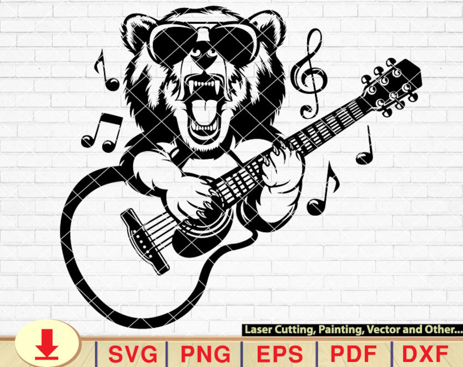 Bear Playing Guitar Svg Music Notes Svg Musical Svg Guitar - Etsy